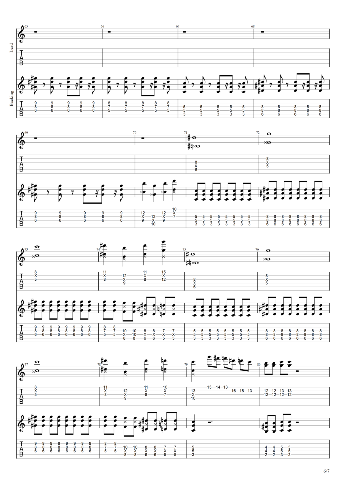 【TAB譜】KING / Kanaria - ANILINE WORKS